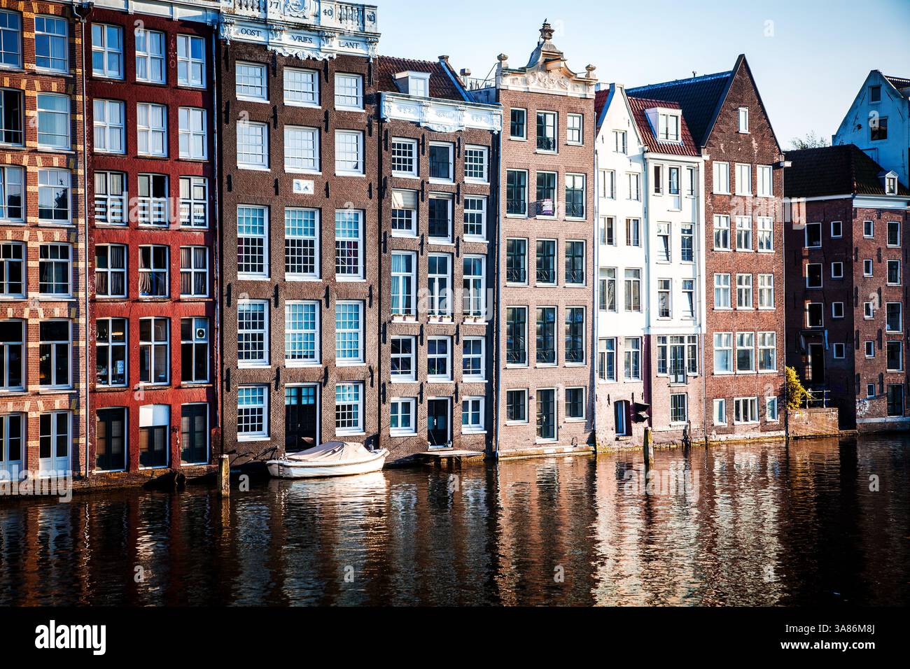 Beautiful canals and traditional Dutch buildings in Amsterdam, North ...
