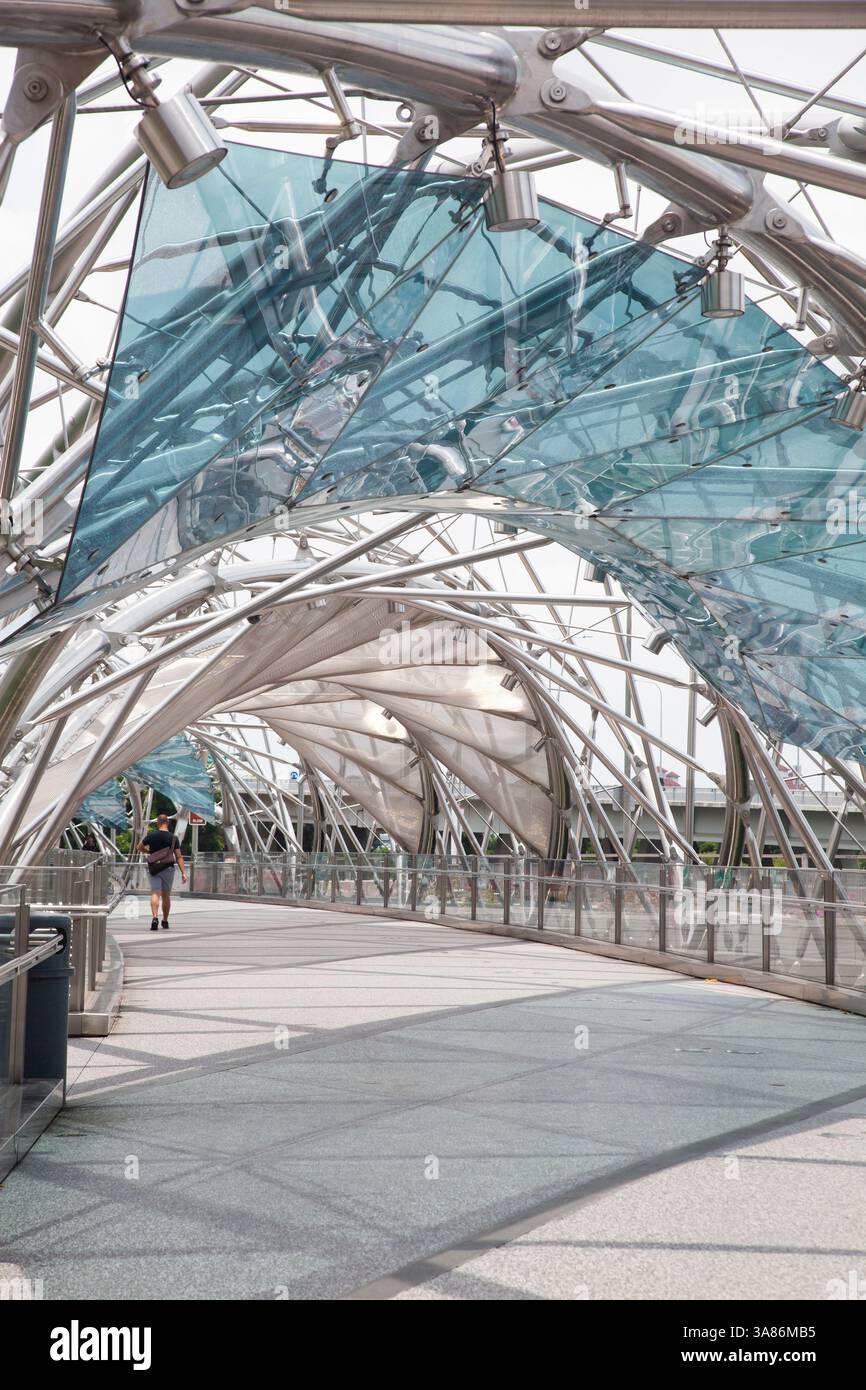 Detail of the High Tech pedestrian Helix Bridge with DNA structures ...