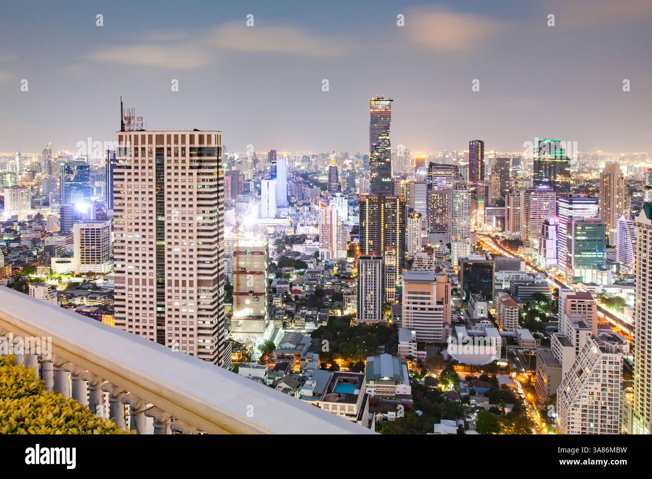 Aerial view of Bangkok City skyscrapers with King Power Mahanakhon ...
