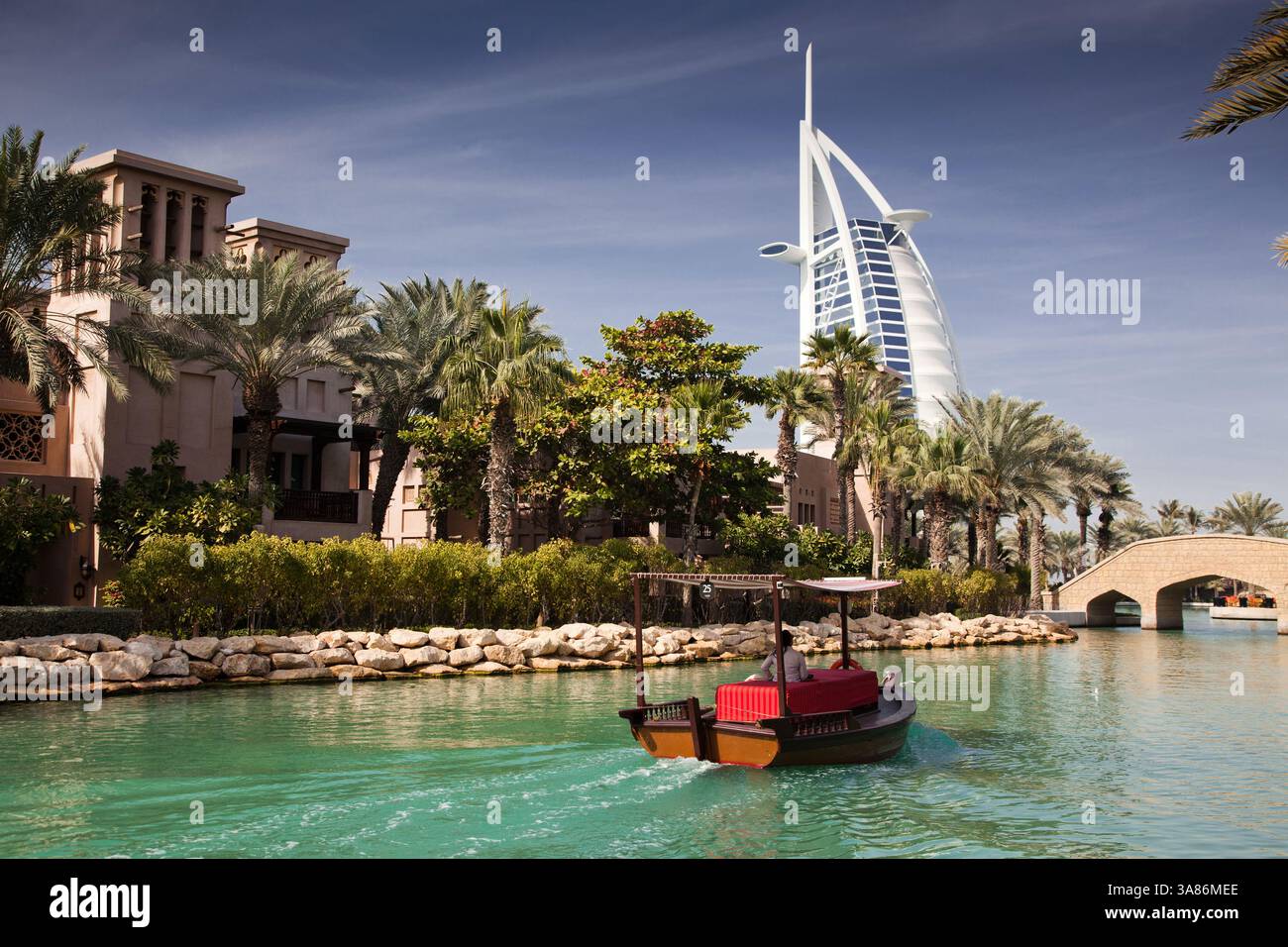 Burj Al Arab, the world's only seven star hotel, seen from Madinat ...