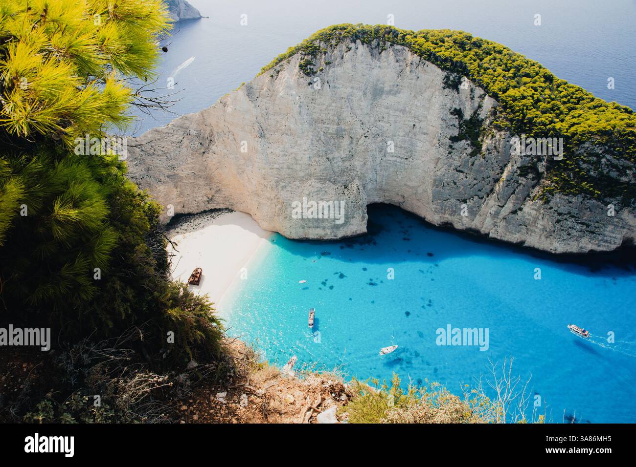 Navagio beach with the famous wrecked ship, Zante (Zakynthos), Greek ...