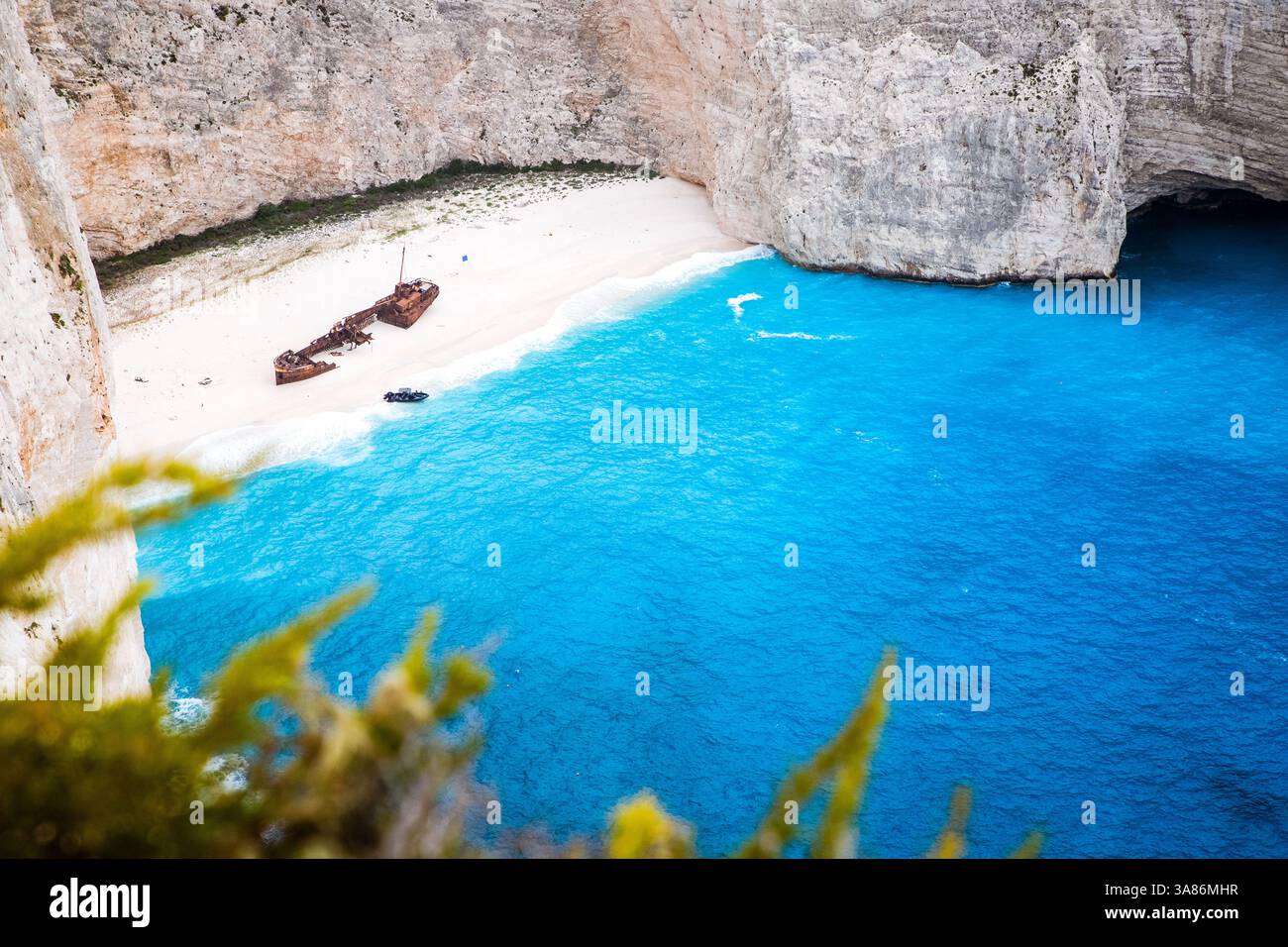 Navagio beach with the famous wrecked ship, Zante (Zakynthos), Greek ...