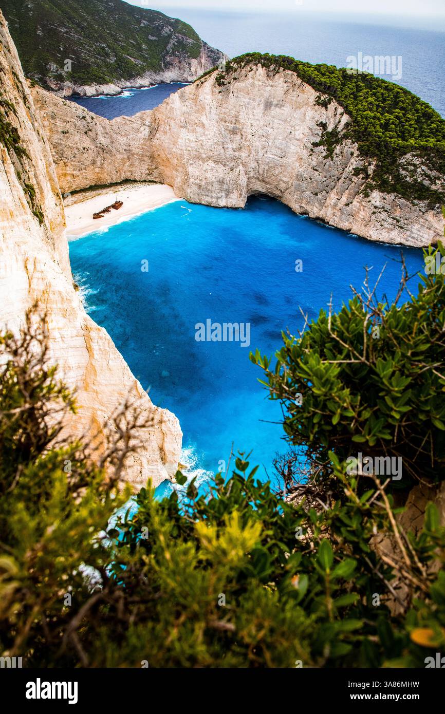 Navagio beach with the famous wrecked ship, Zante (Zakynthos), Greek ...