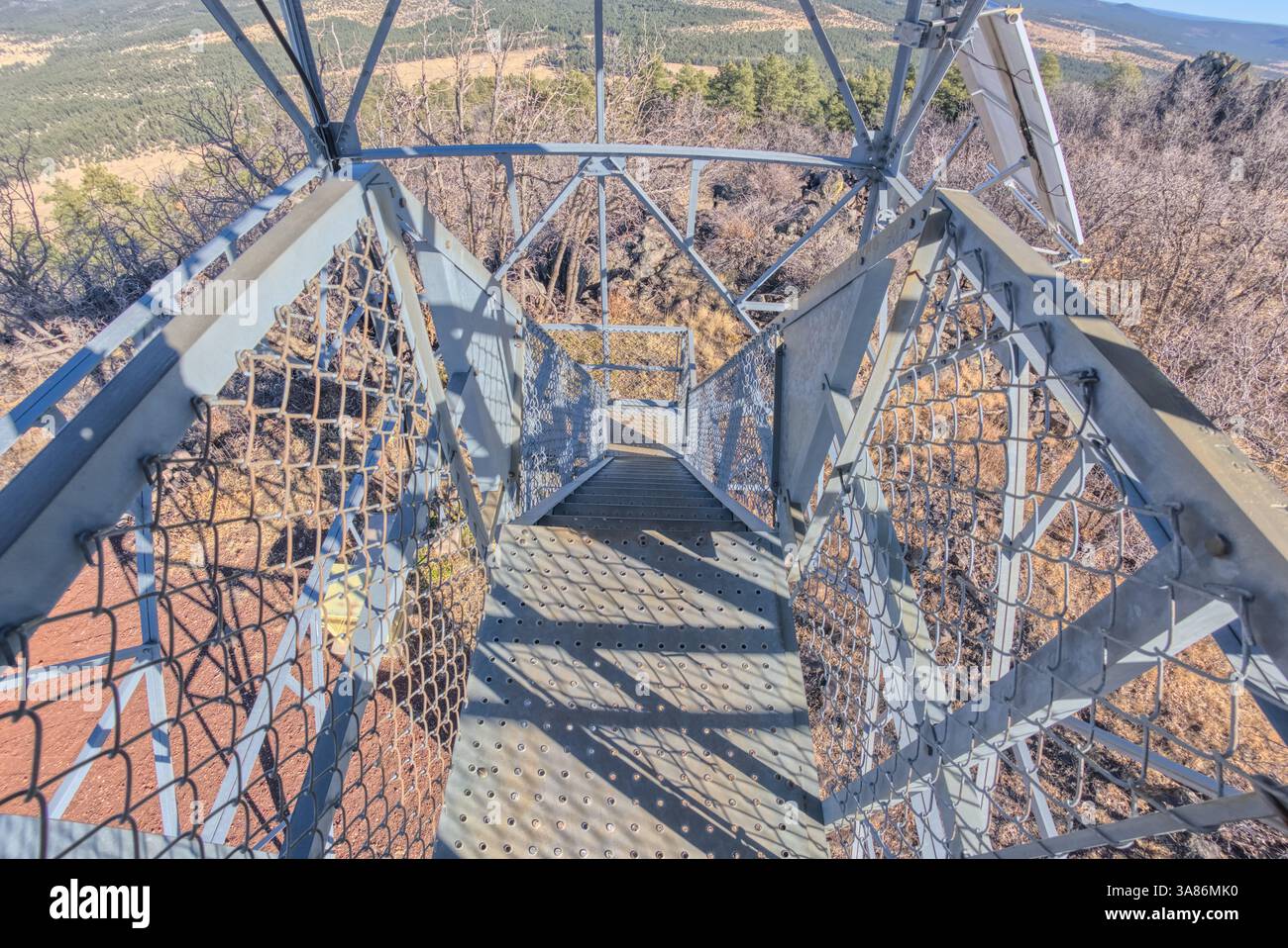 View from second deck of fire watchtower on summit of Apache Maid ...