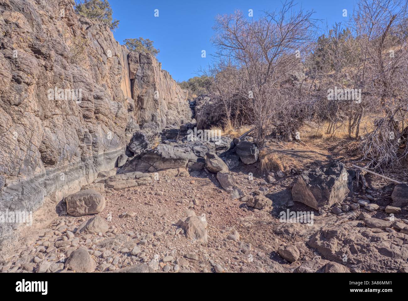 Basalt boulders and cliffs, Johnson Canyon between Bainbridge Steel and ...