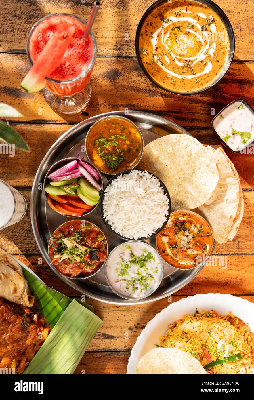 Vegetable Thali, fish in banana leaf, Biriyani, Dhal, Varkala, food ...