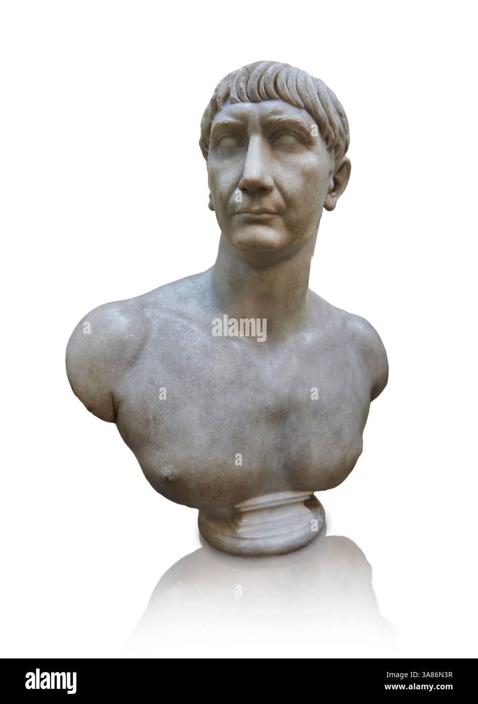 Roman marble bust portrait of emperor Trajan, Rome 98-117 AD. British ...