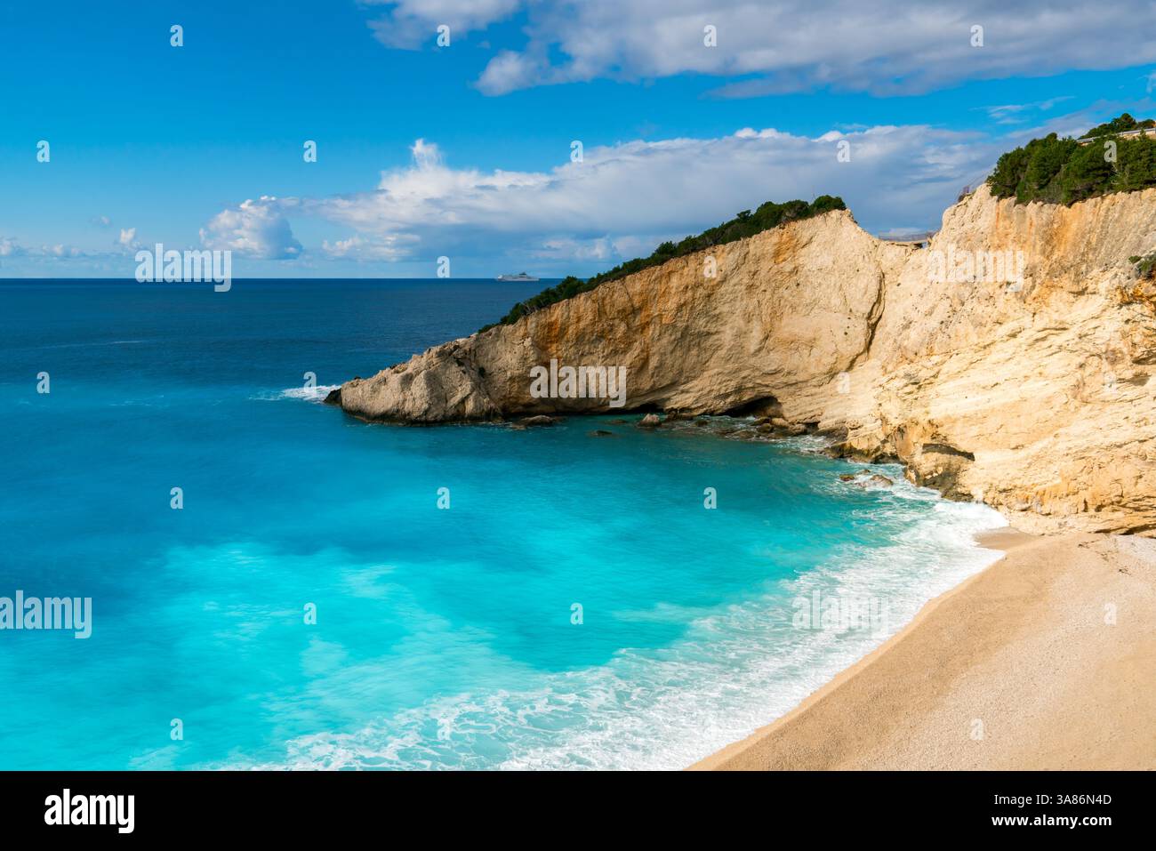 Porto Katsiki beach with turquoise water, Lefkada island, Ionian ...