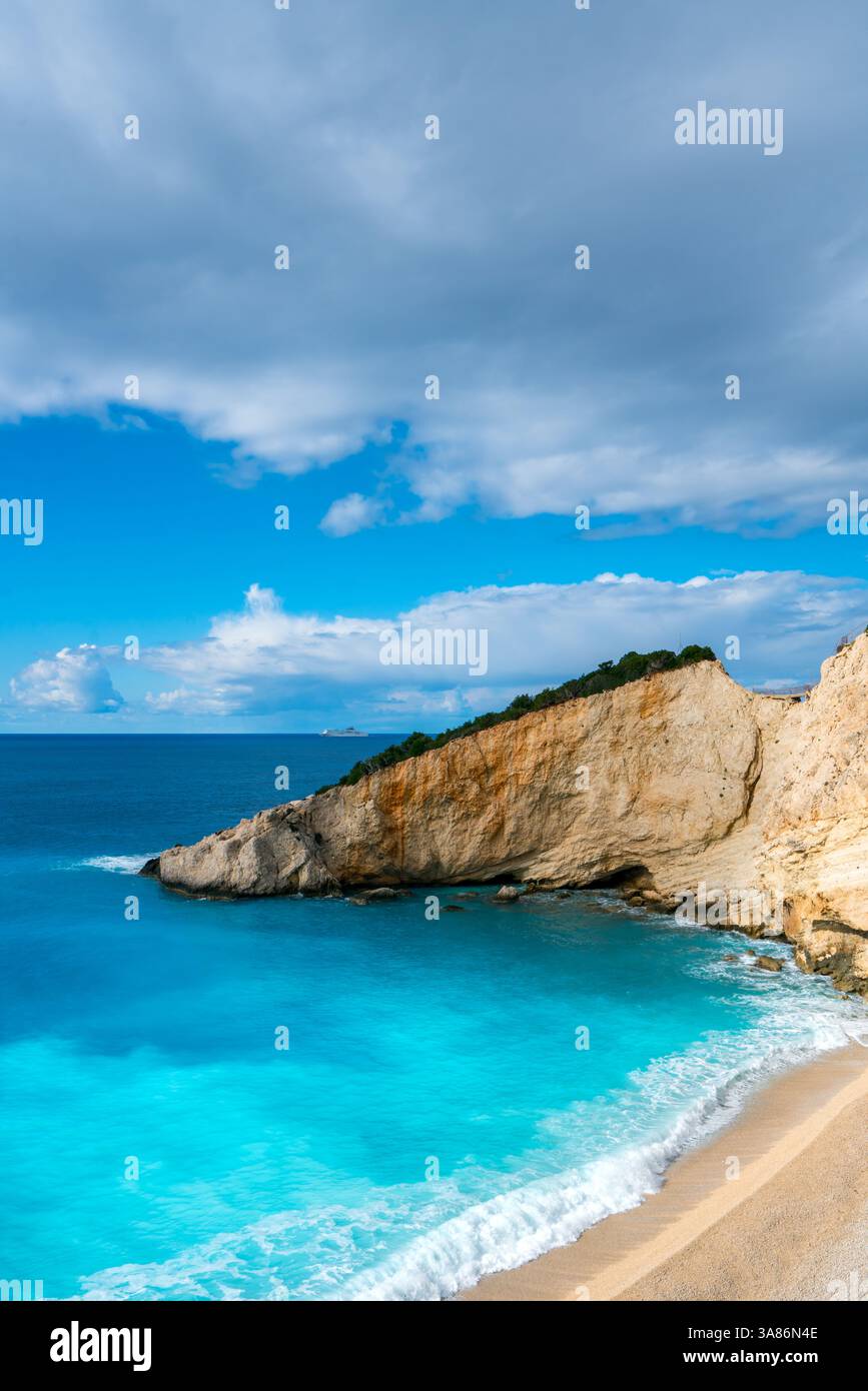 Porto Katsiki beach with turquoise water, Lefkada island, Ionian ...
