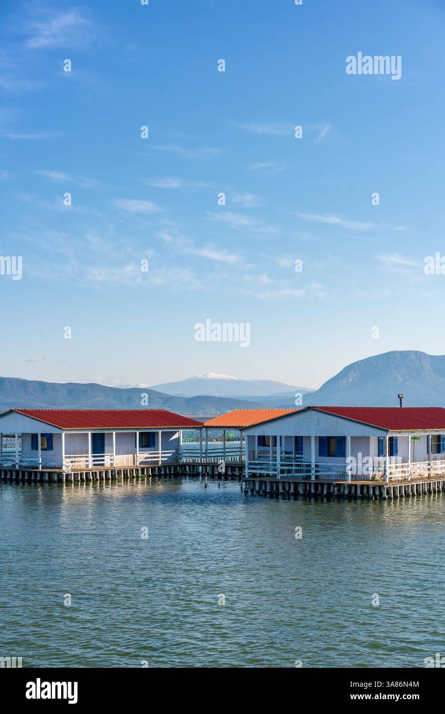 Traditional fishermen's houses built on the sea, Tourlida, Missolonghi ...