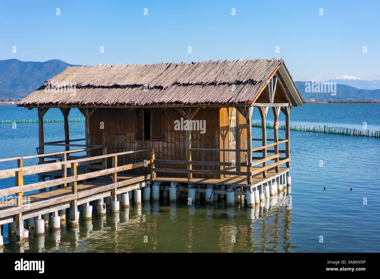 Traditional fishermen's houses built on the sea, Tourlida, Missolonghi ...