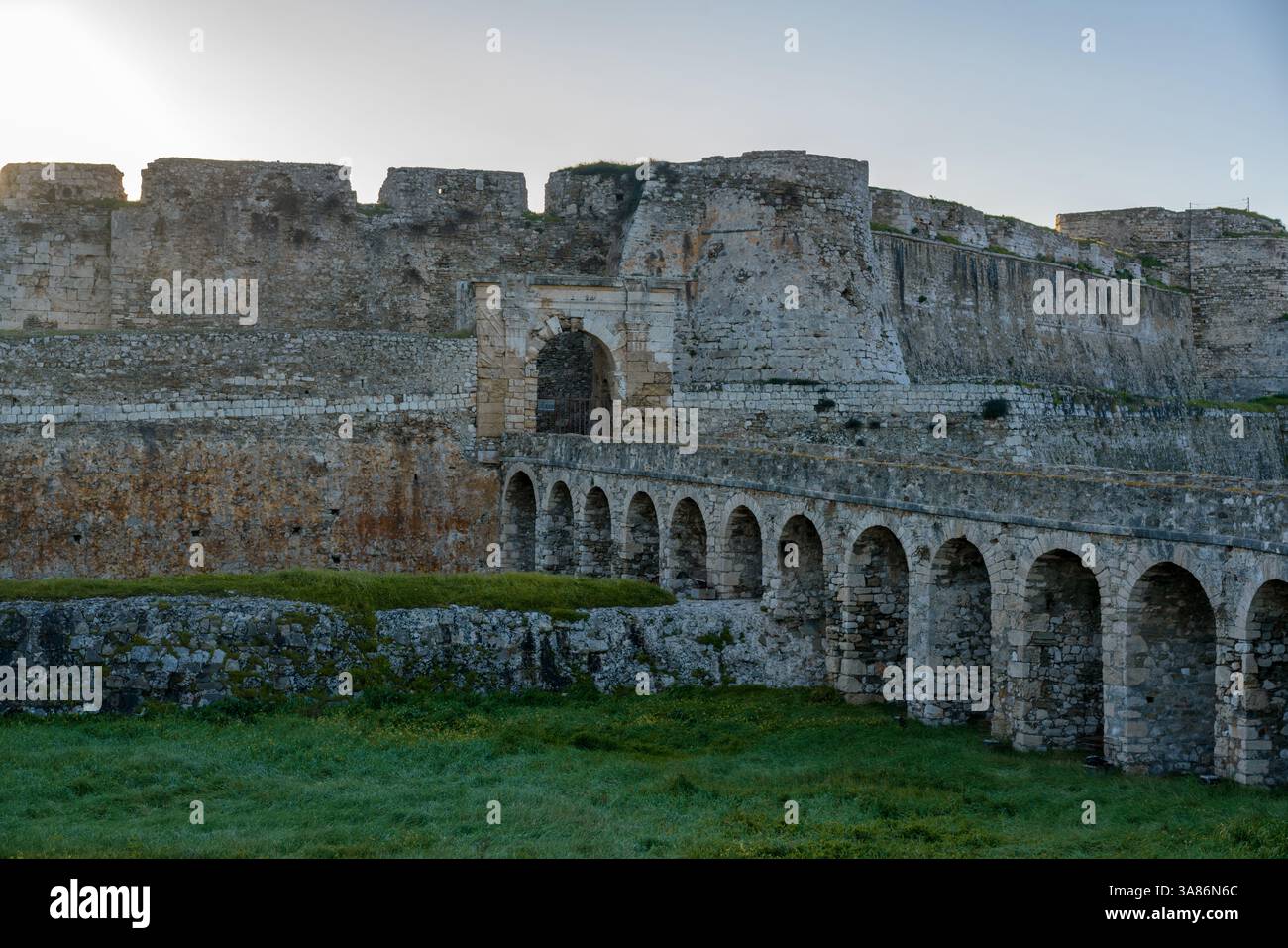 Methoni castle and bridge entrance, Peloponnese, Greece Stock Photo - Alamy