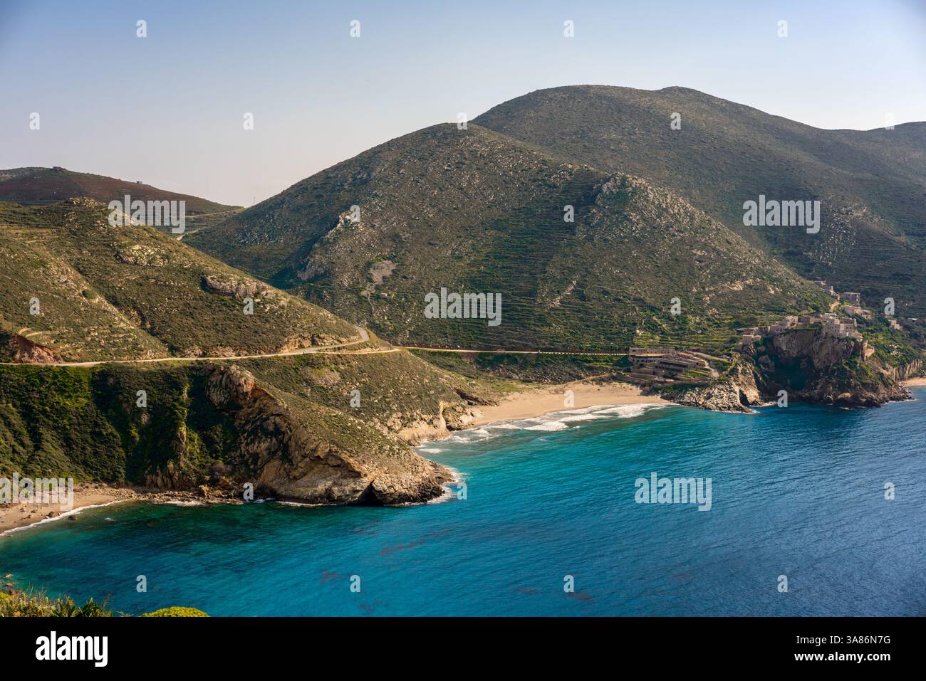 Marmari beach with turquoise sea water in Mani Peninsula, Peloponnese ...