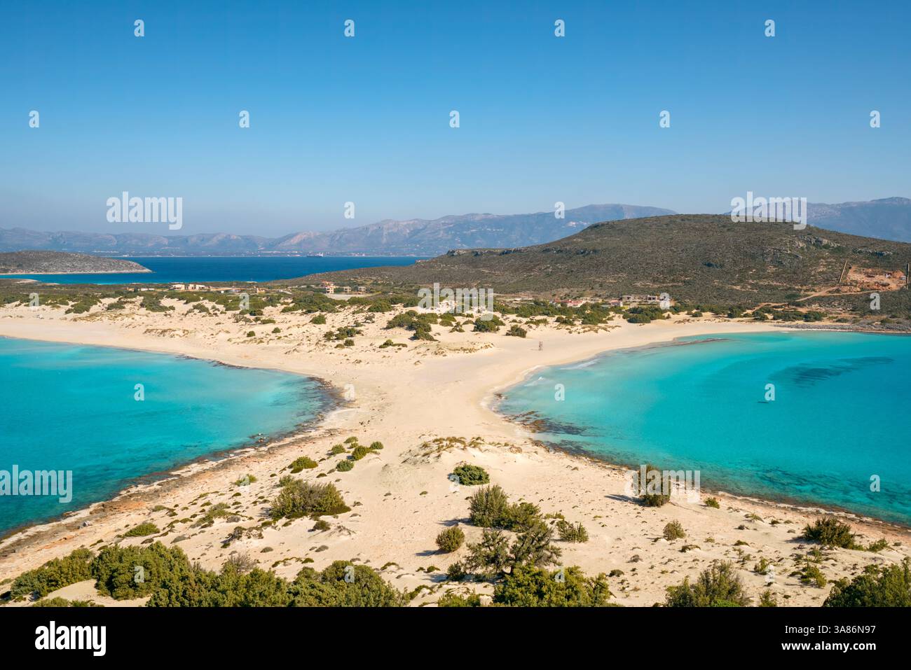 Simos beach with turquoise water, Elafonisos island, Greece Stock Photo ...
