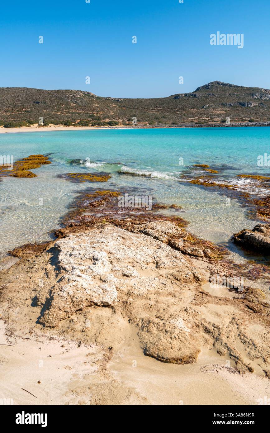 Simos beach with turquoise water, Elafonisos island, Greece Stock Photo ...
