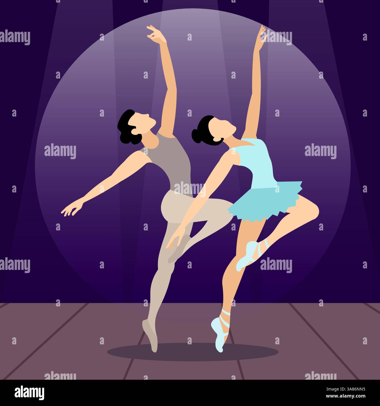 Vector people. Ballet couple. A ballet couple dances on stage. Vector ...