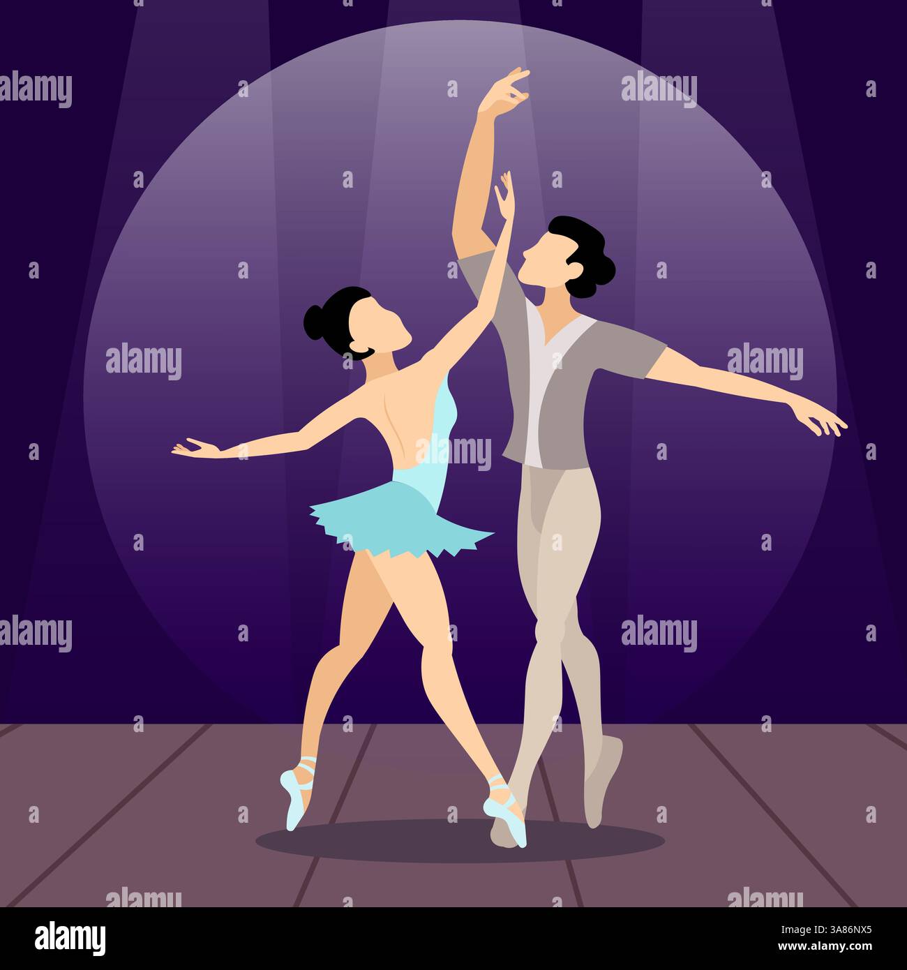 Vector people. Ballet couple.A ballet couple dances classical ballet on stage. Vector ...