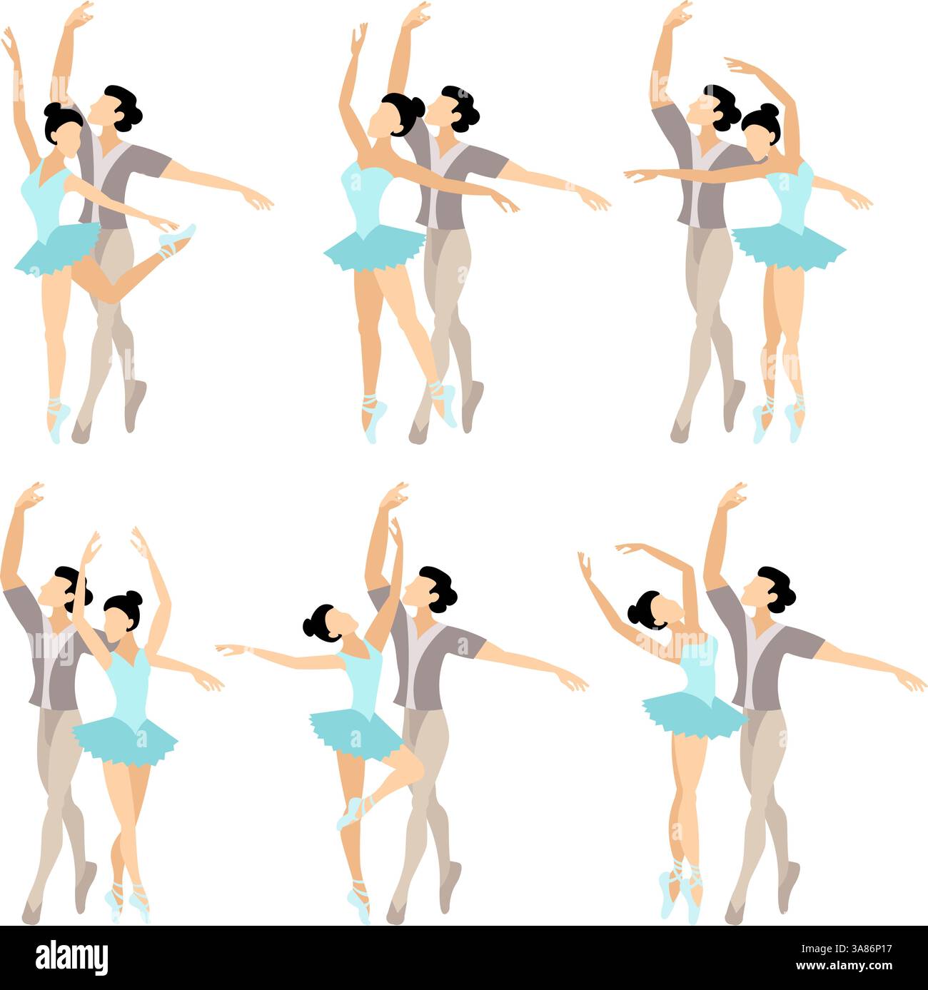 Vector people. Ballet couple. Set of ballet couples. Beautiful ballet ...