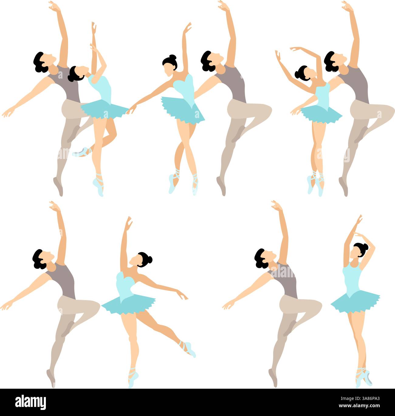 Vector people. Ballet couple. Set of ballet couples. The ballet couple ...