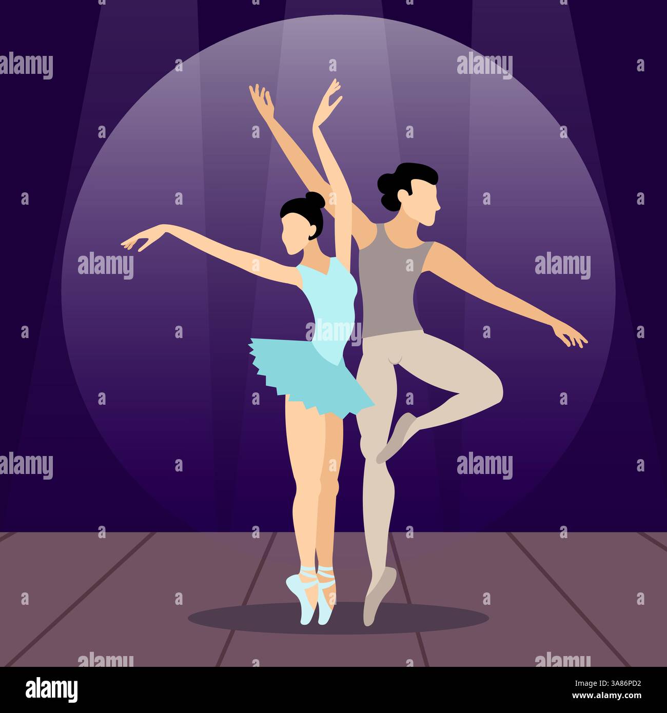 Vector people. Ballet couple. A beautiful ballet couple dances ...