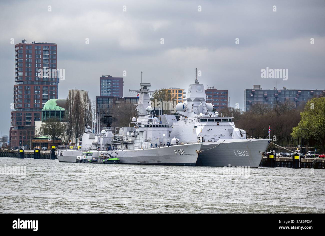 ROTTERDAM - Navy ship Zr.Ms. Tromp while mooring together with the BNS ...