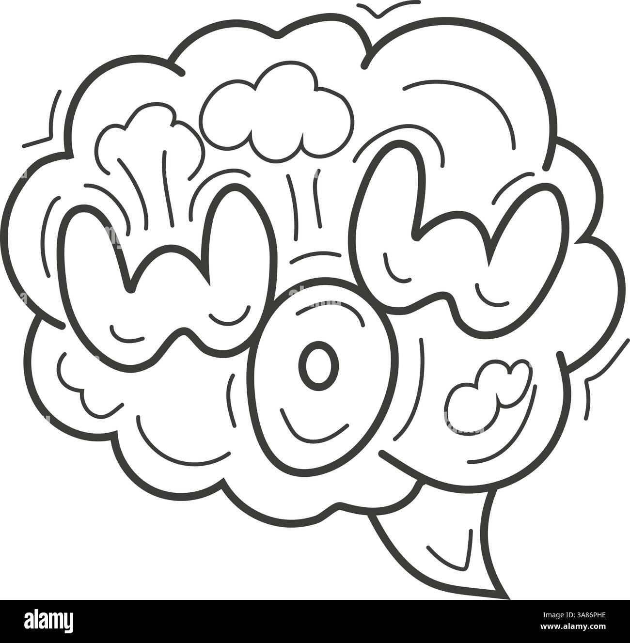 WOW word, Comic-style zap, bam, and smoke sketch elements for dynamic ...