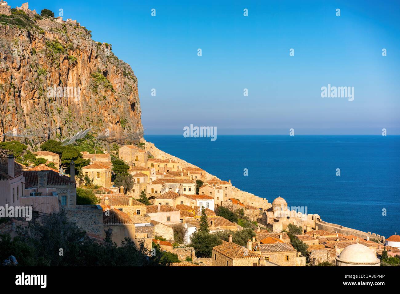 Monemvasia island historic stone houses and churches, Monemvasia ...