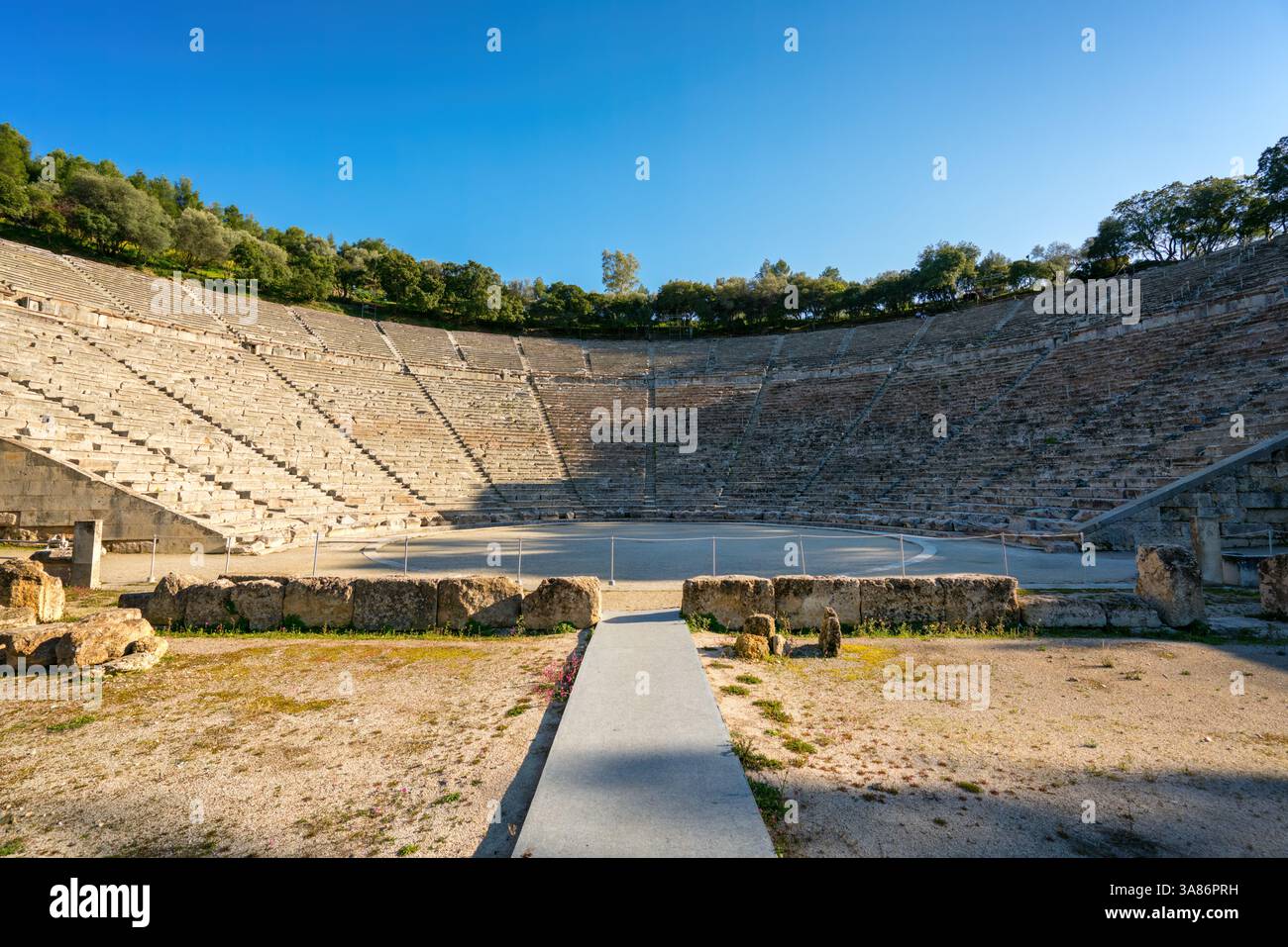 Ancient theatre at the Asclepieion of Epidaurus, UNESCO, Peloponnese ...