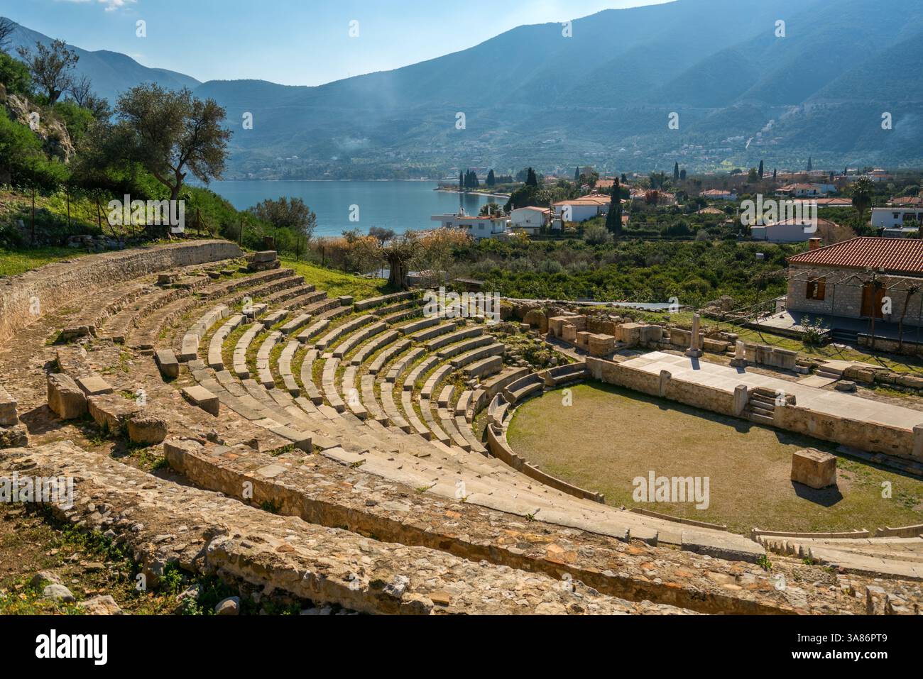 Theatre at the ancient city of Epidaurus close to the sea, UNESCO ...