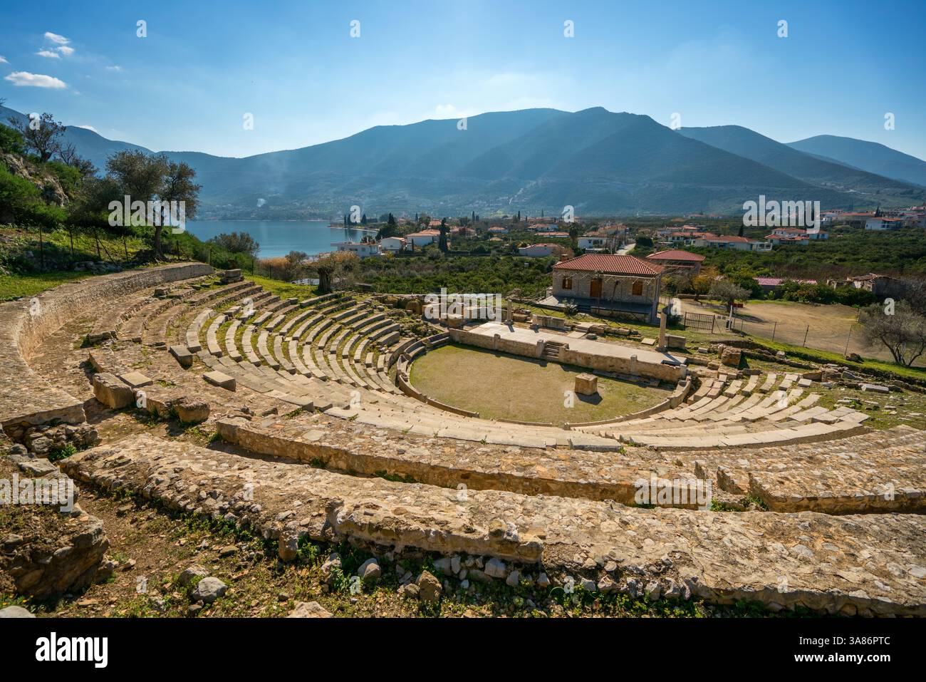 Theatre at the ancient city of Epidaurus close to the sea, UNESCO, Peloponnese, Greece Stock ...