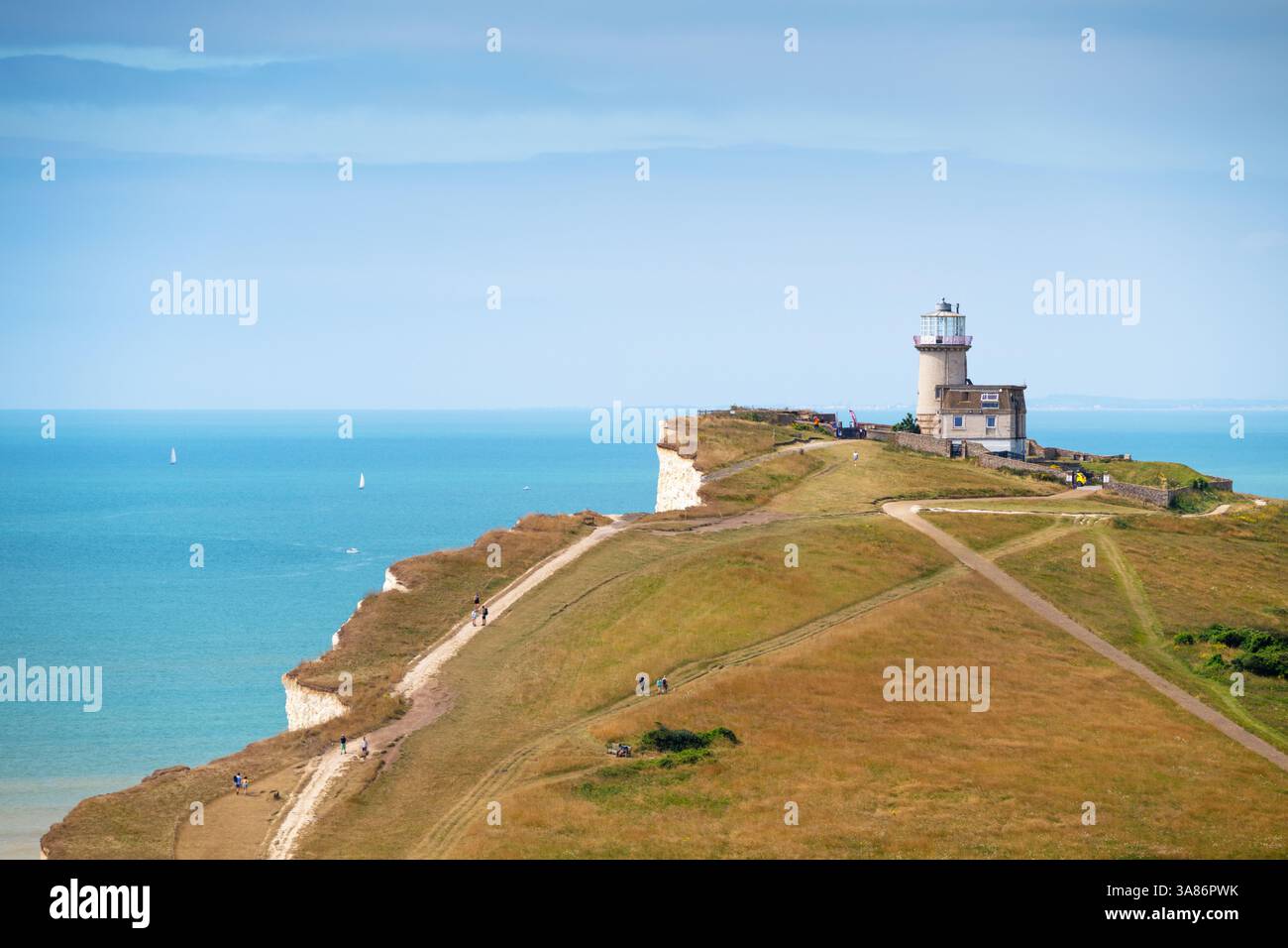 The white cliffs of Beachy Head and Belle Tout (Belle Toute) Lighthouse ...