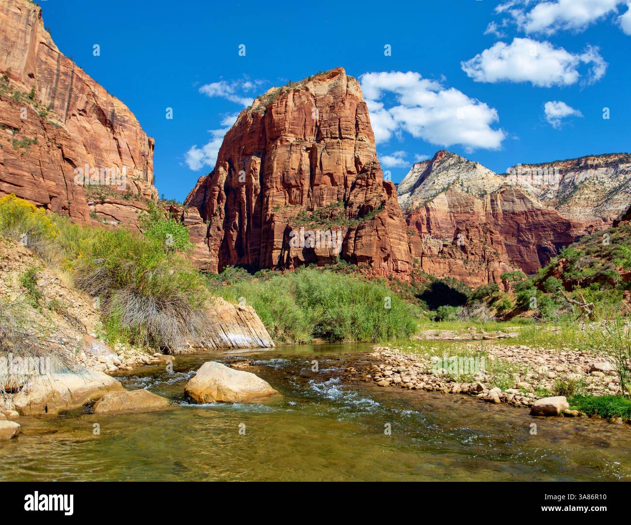 Angels Landing, a rock formation 1488 feet high, Zion National Park ...