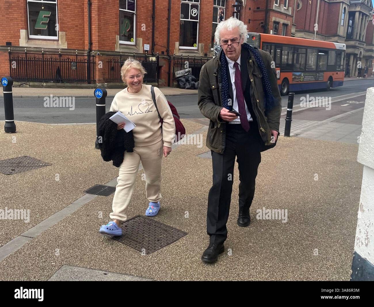 Karen Spragg (left) outside Leicester Magistrates' Court, where she is ...