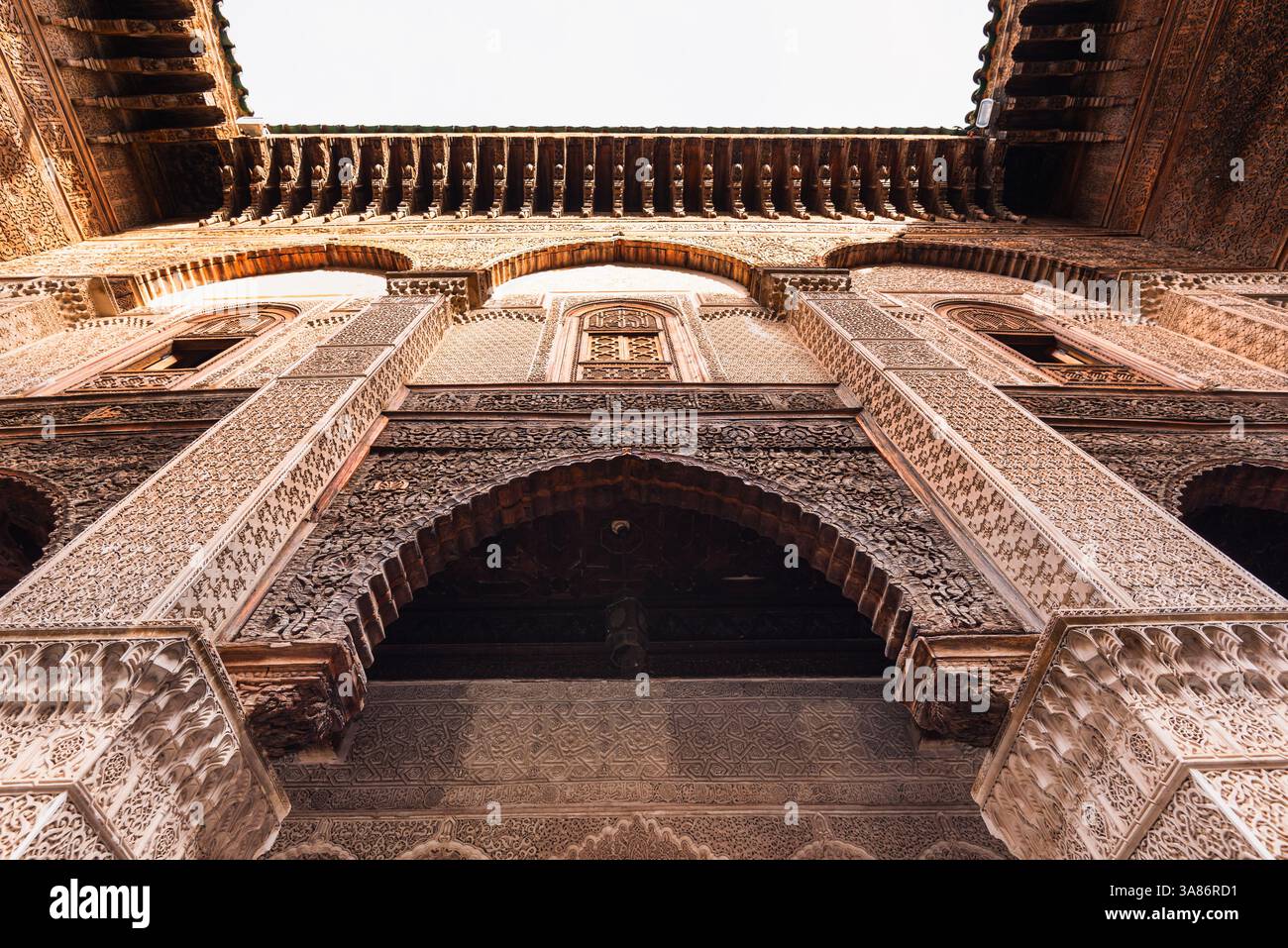 Beautiful interior and Islamic art, Al-Attarine Madrasa in the Medina ...