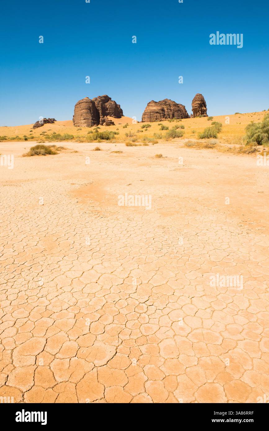Large dry salt lake in the Sharaan Nature Reserve, AlUla, Medina ...