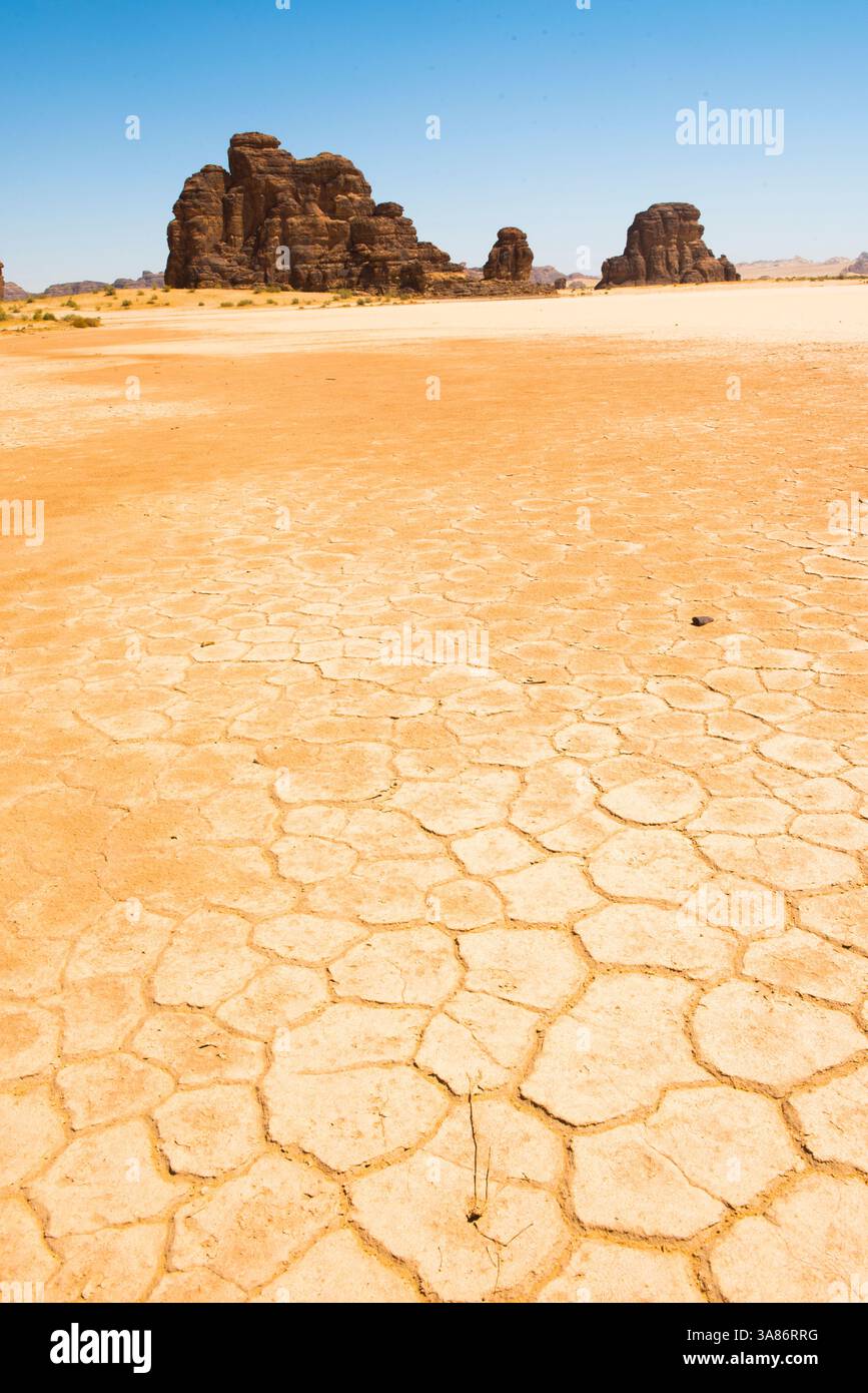 Large dry salt lake in the Sharaan Nature Reserve, AlUla, Medina ...