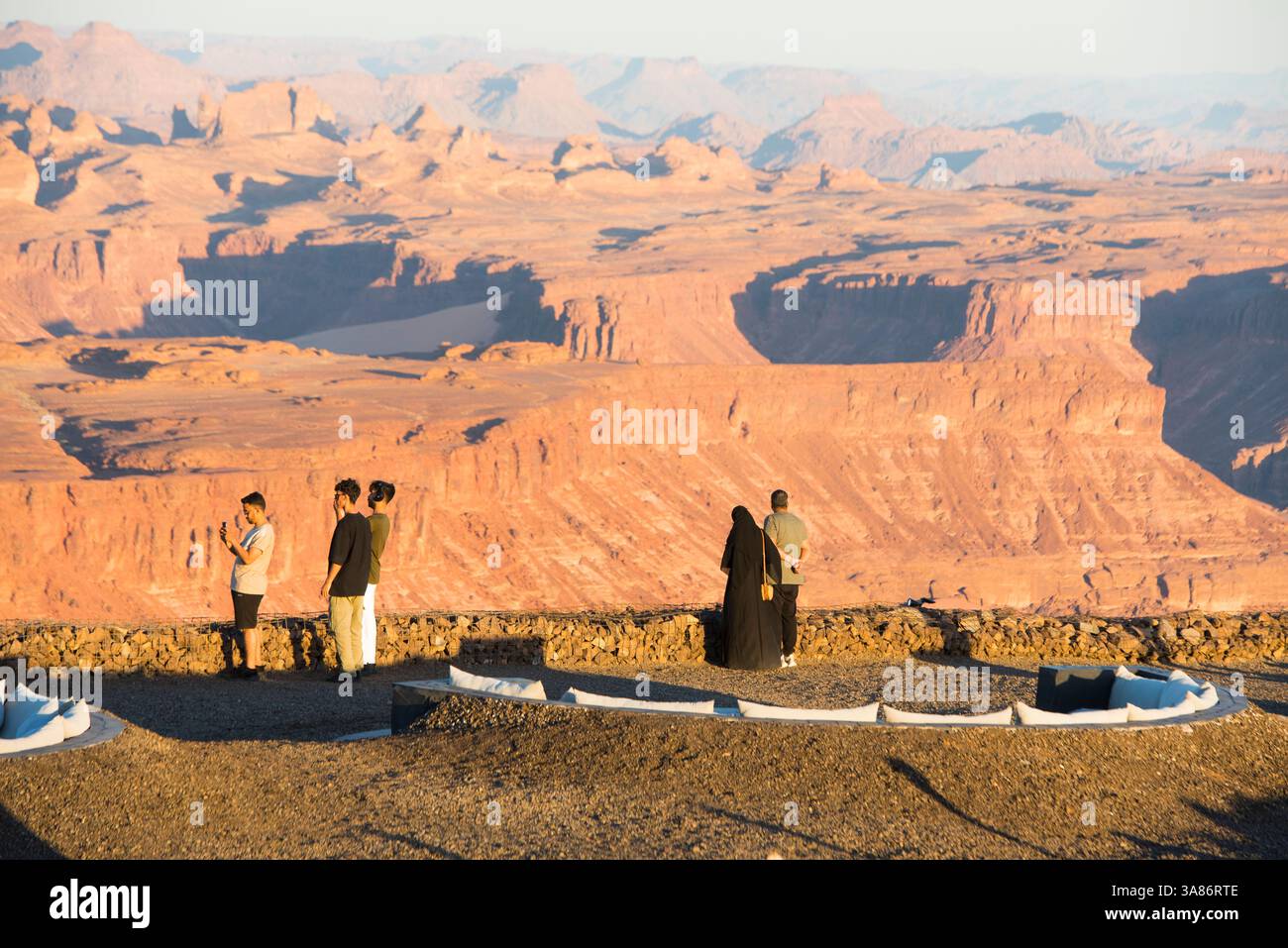 People at the Viewpoint on the Harrat volcanic plateau, AlUla, Medina ...