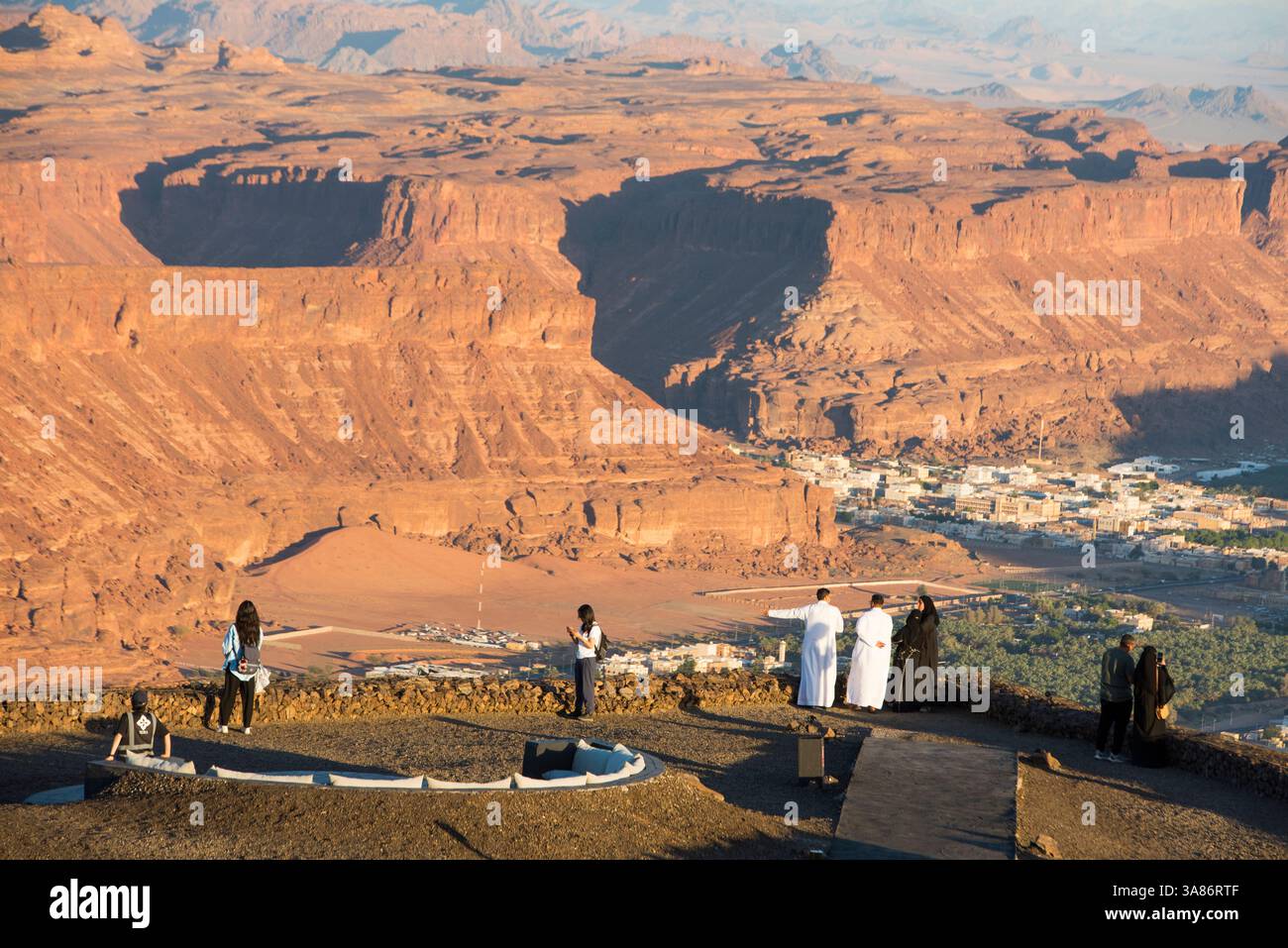People at the Viewpoint on the Harrat volcanic plateau, AlUla, Medina ...