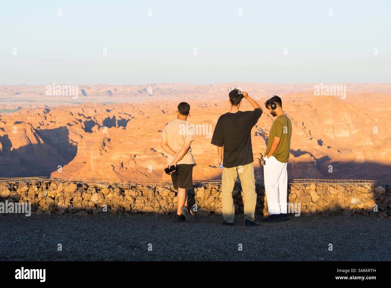 People at the Viewpoint on the Harrat volcanic plateau, AlUla, Medina ...