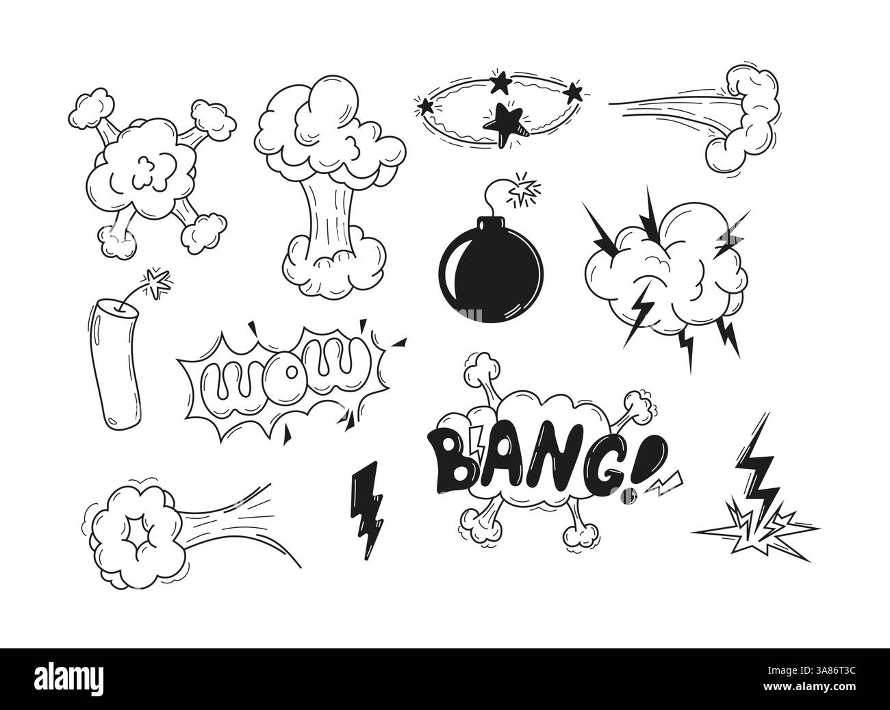 Boom effects and explosion elements vector. Comic-style zap, bam, and ...