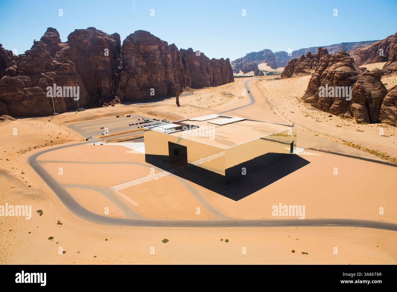 Aerial view of the Maraya Theatre, architect Studio Gio Forma, mirrored ...