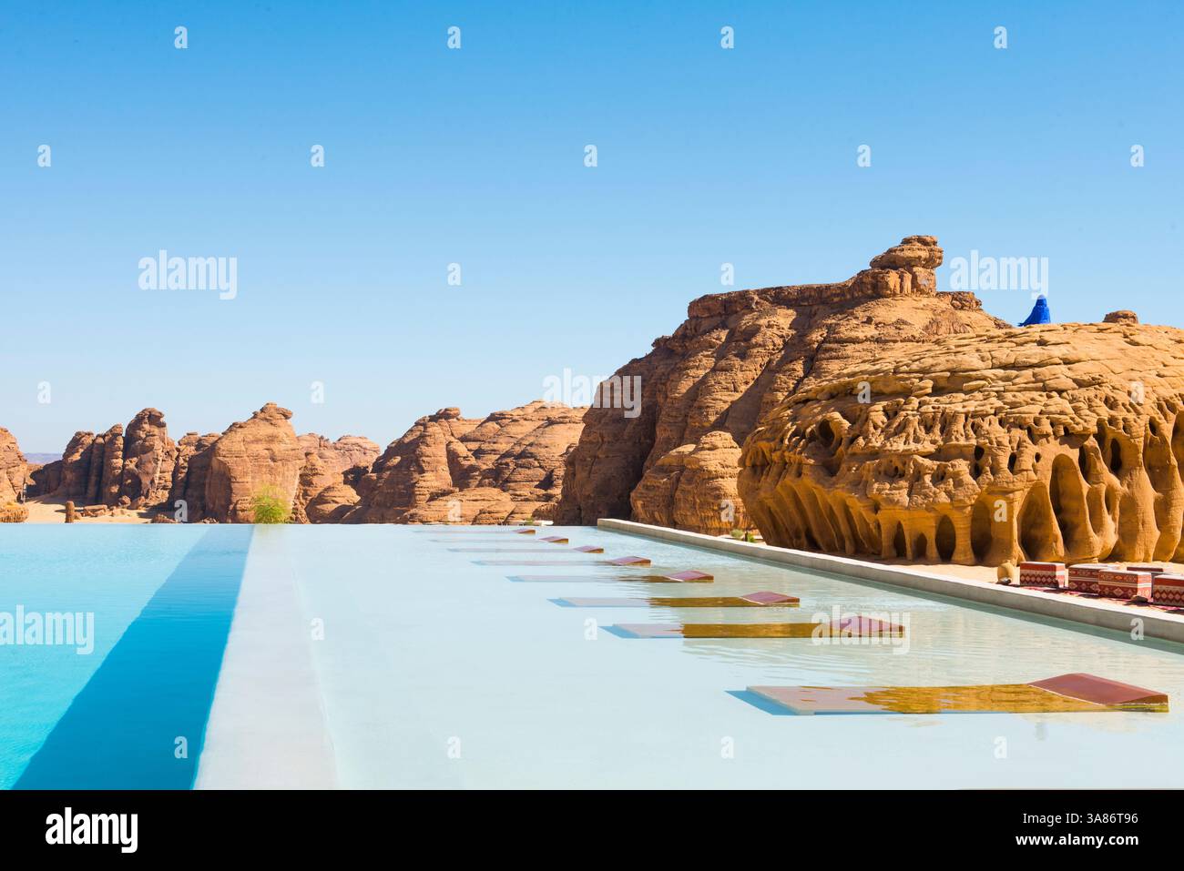 Swimming pool of Our Habitas AlUla, a sustainable resort in an ancient ...