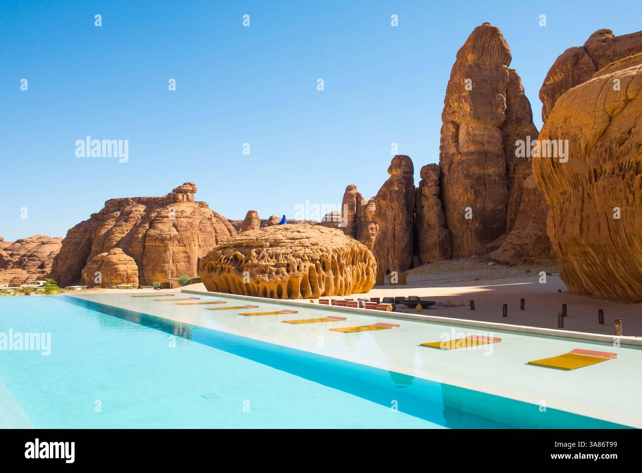Swimming pool of Our Habitas AlUla, a sustainable resort in an ancient ...