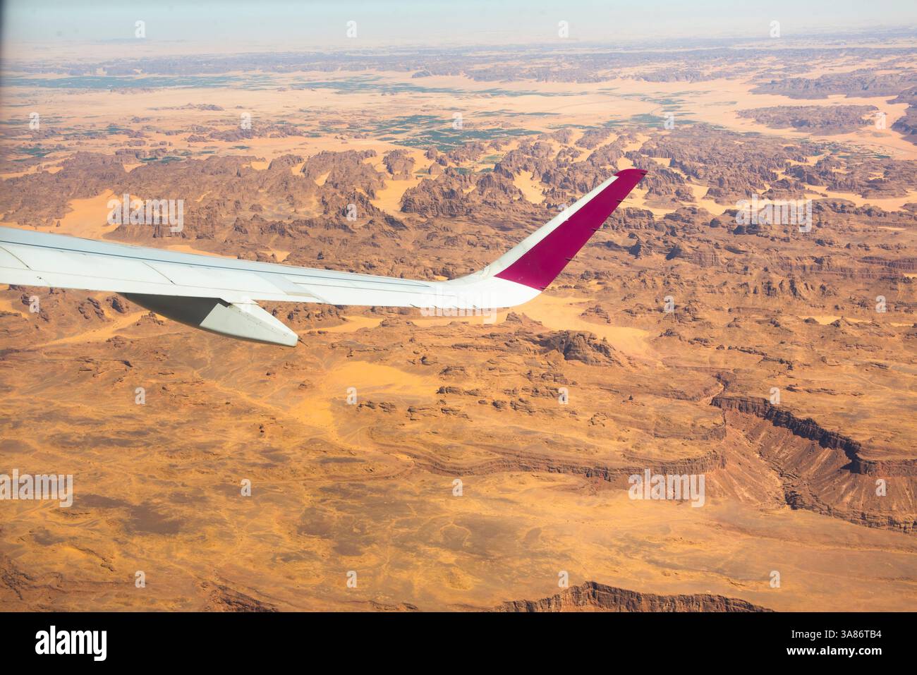 Aerial view from an aircraft of the desert in AlUla region, Medina ...