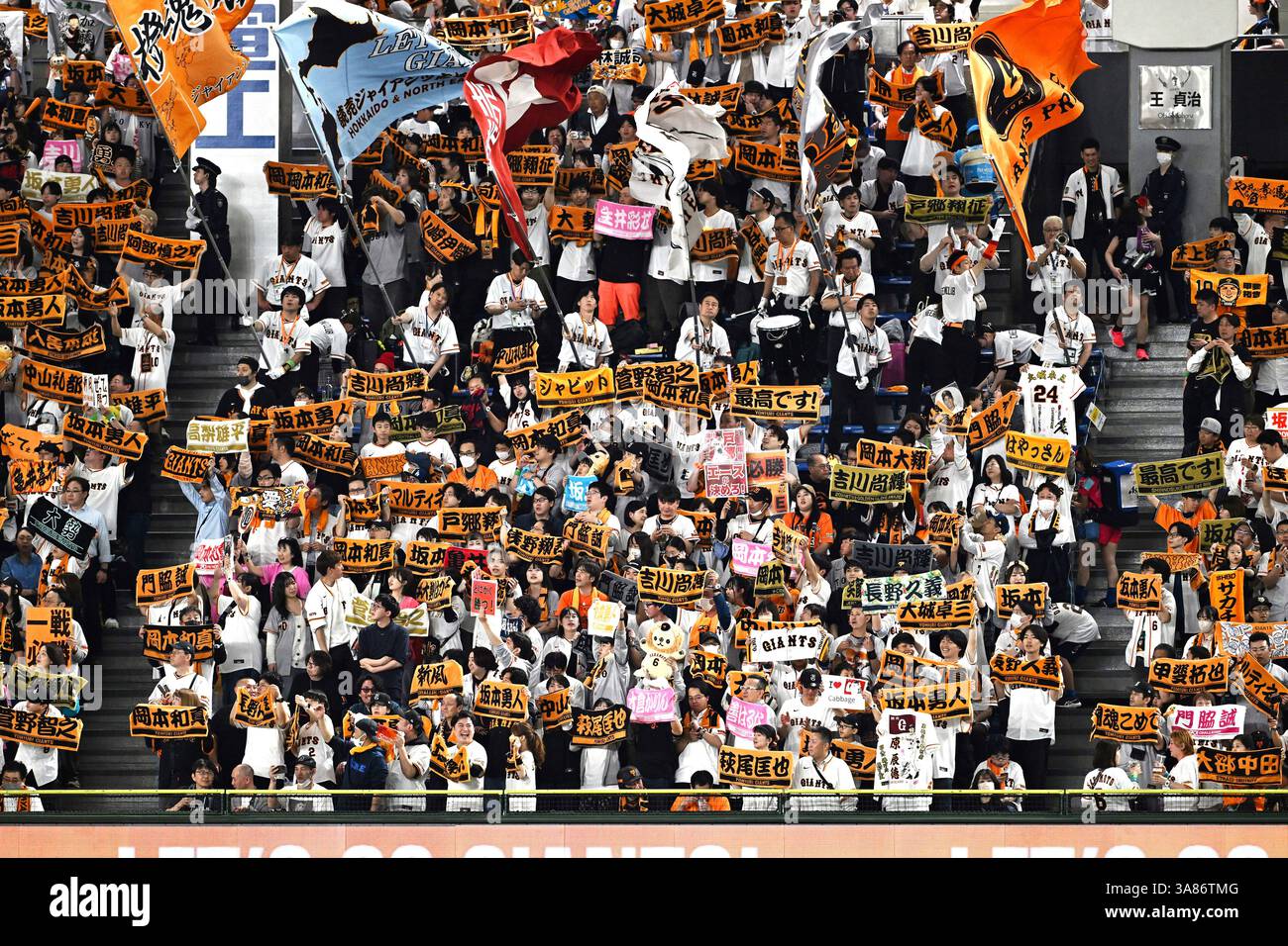The Yomiuri Giants' fans get excited prior to the Giants' attack in the ...