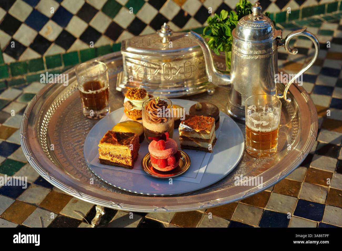 Pastries designed by Pierre Herme, made by Richard Bourlon, with mint ...