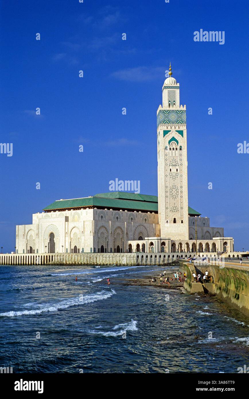 Hassan II Mosque seen from the seaside, Casablanca, Morocco Stock Photo ...