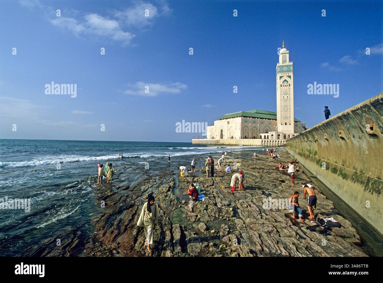 Hassan II Mosque seen from the seaside, Casablanca, Morocco Stock Photo ...