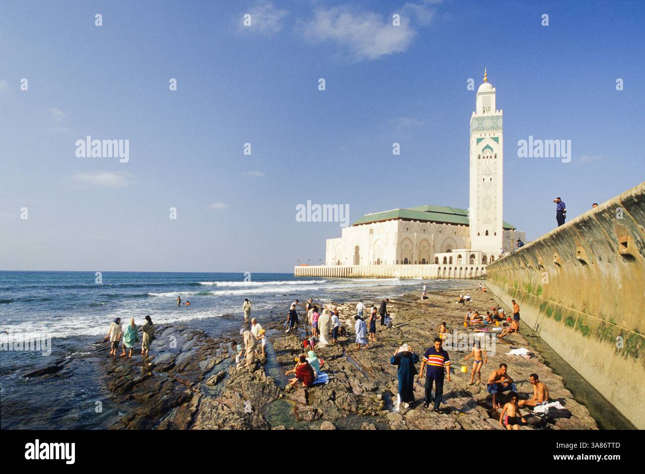 Hassan II Mosque seen from the seaside, Casablanca, Morocco Stock Photo ...