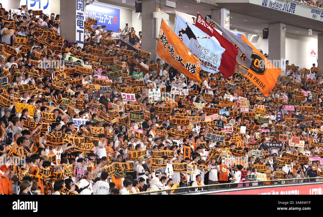The Yomiuri Giants' fans get excited prior to the Giants' attack in the ...